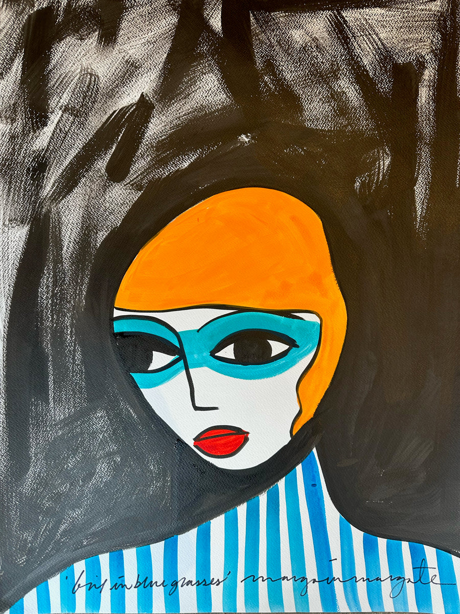 Margo in Margate - Girl in blue glasses art print shop | Joy Fantastic